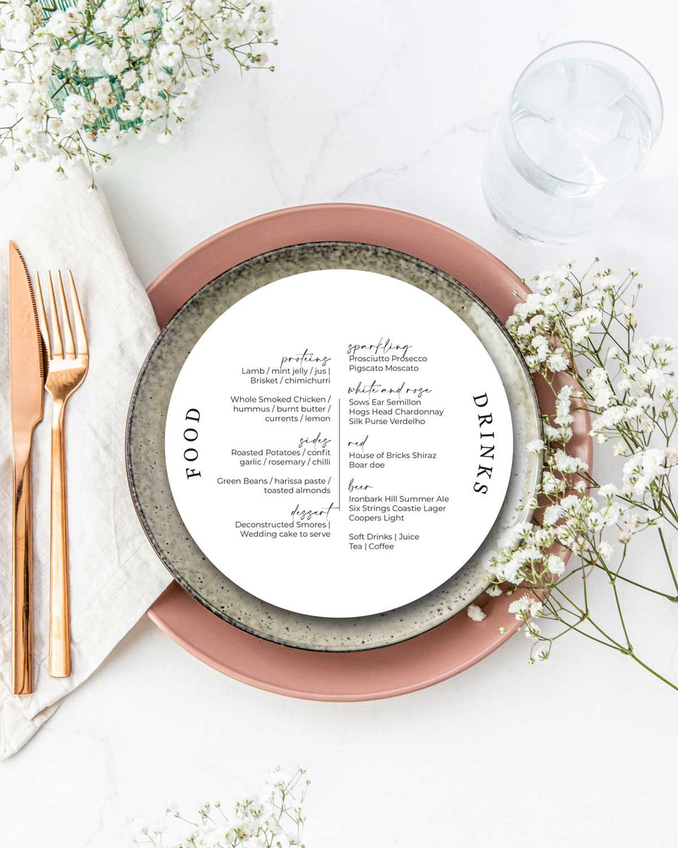Circle Menu Cards | Wedding Reception | Pixel and Ink Designs – PIXEL ...