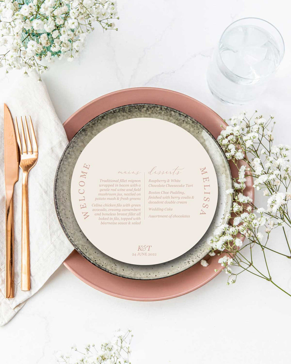 Circle Menu Cards | Wedding Reception | Pixel and Ink Designs – PIXEL ...